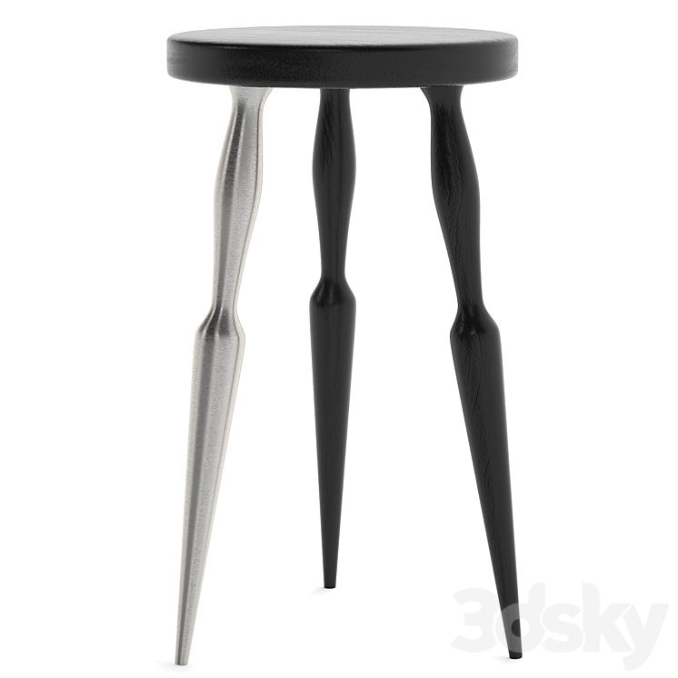 Stool | One Silver Legged Stool - Chair - 3D model