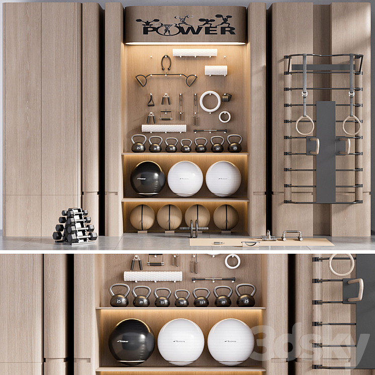Gym Rack with Sport Equipment's No2 - Sports - 3D model