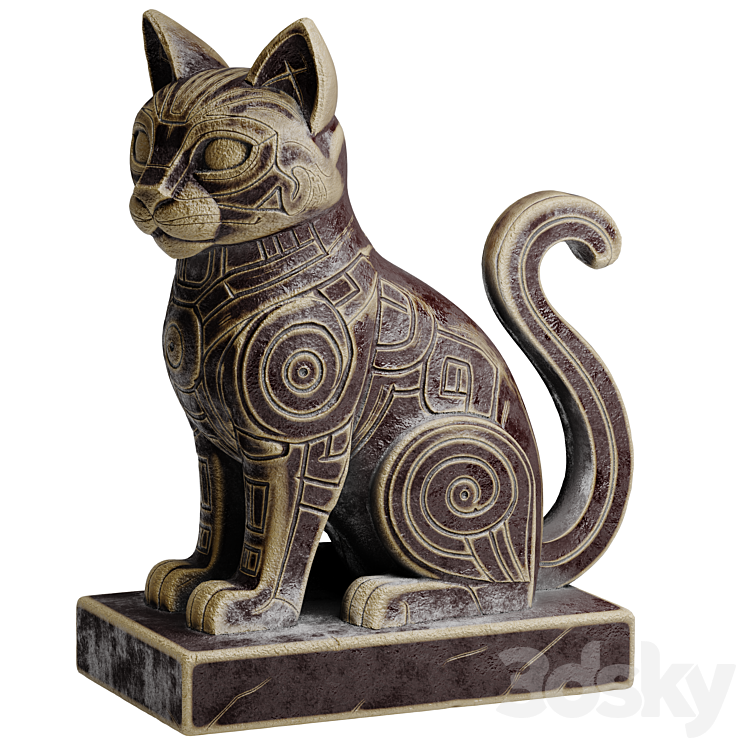 Premium Sculpture | Aztec Stone Cat | Model 0030 - Sculpture - 3D model