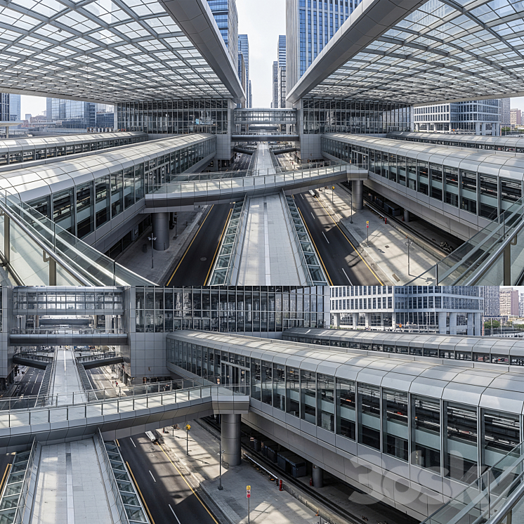 Modern Transport Hub Panorama - Panorama - 3D model