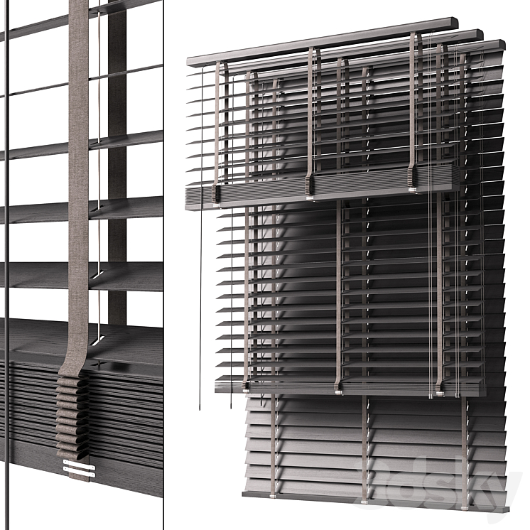 Wooden Blinds Set 38 - Curtain - 3D model