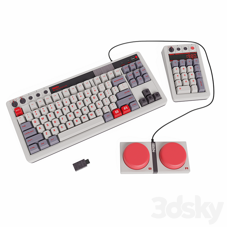 8BitDo N (NES) keyboard and numpad set - PC & other electronics - 3D model