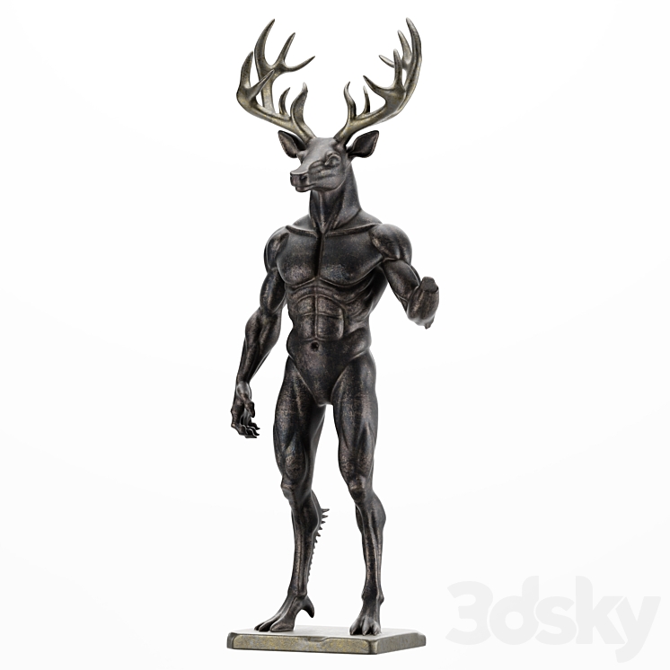 Anthropomorphic Deer Statue - Sculpture - 3D model