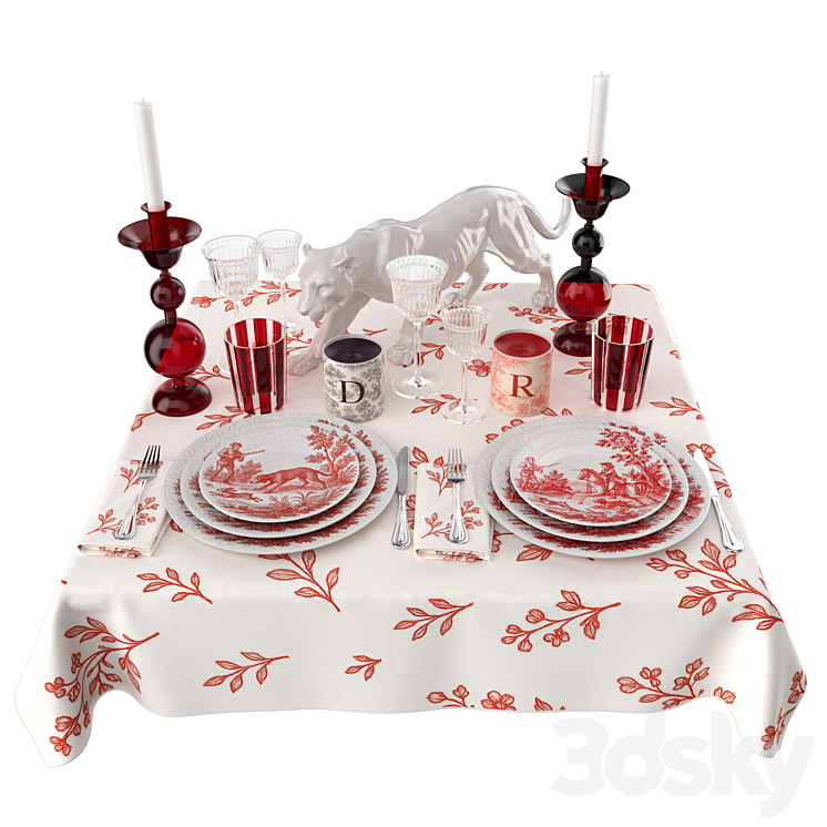 Table setting in the style of Dior - Tableware - 3D model