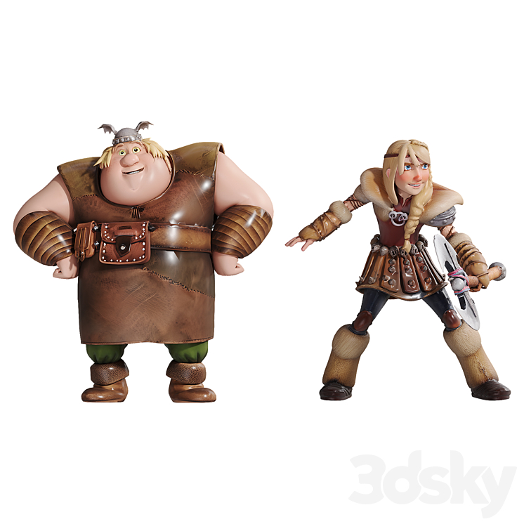 Astrid and Fishlegs Figurine / How to Train Your Dragon - Toy - 3D model