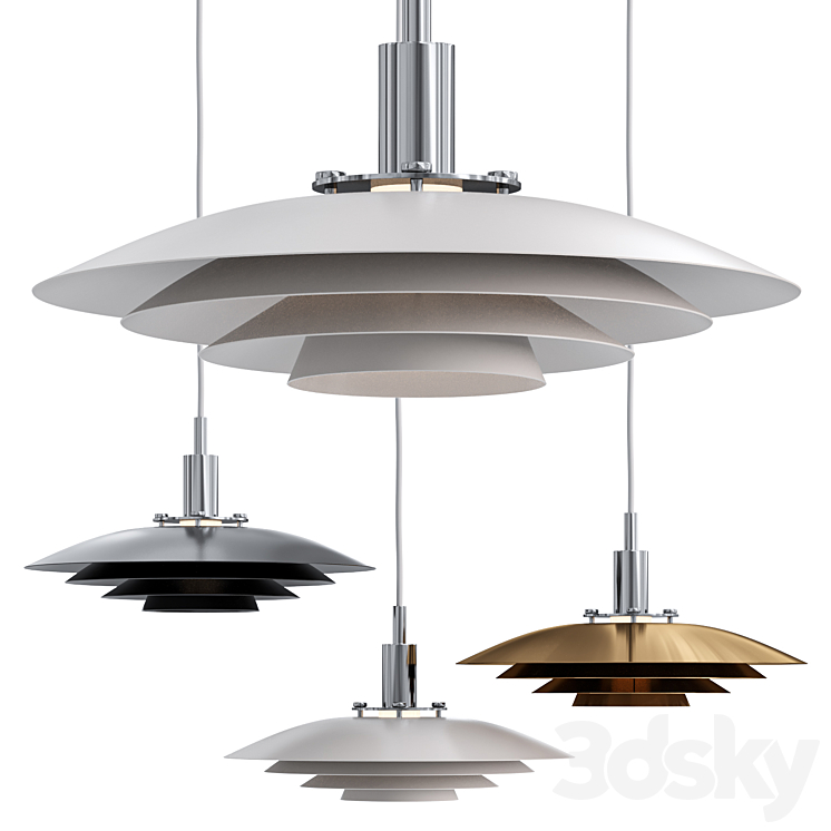 WOMO White Danish Designer Pendant Light - Pendant light - 3D model