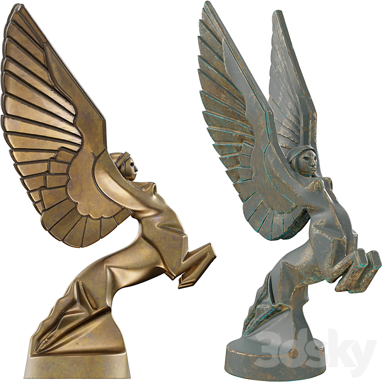 Winged Ascending Figure – Mythological Sculpture - Sculpture - 3D model