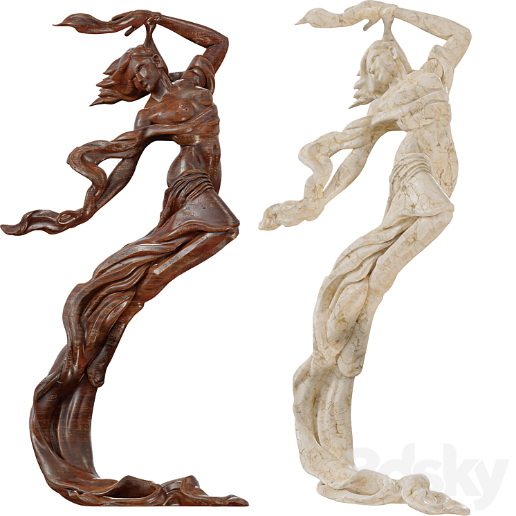 Floating Female Figure Sculpture - Sculpture - 3D model