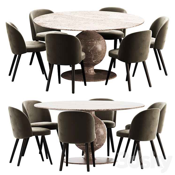 Dining set 14 - Table + Chair - 3D model