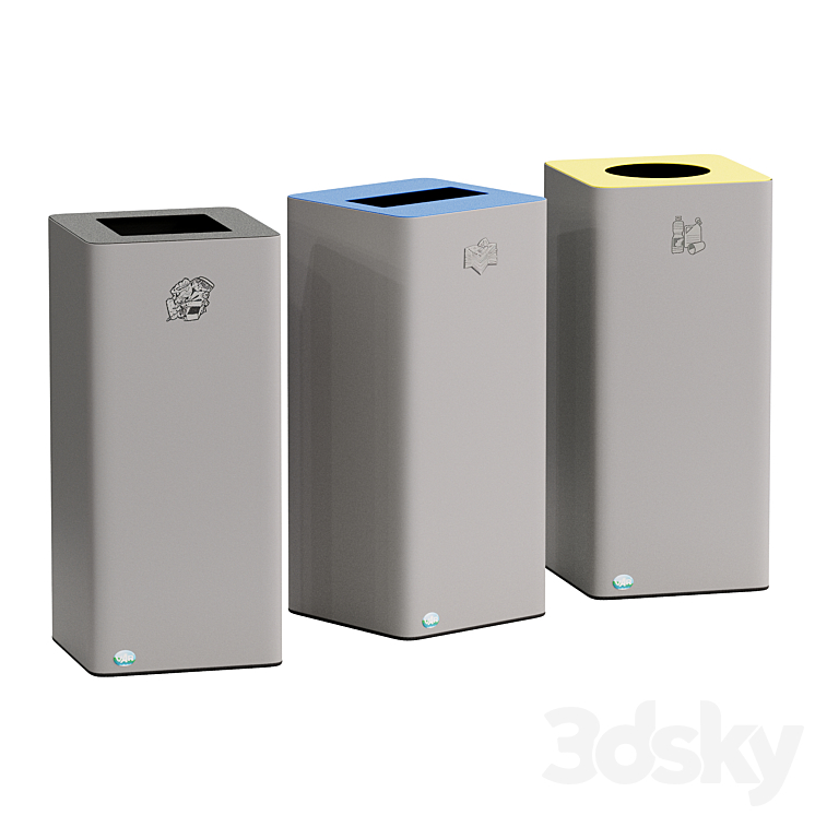 Durable Trash Containers - Urban environment - 3D model