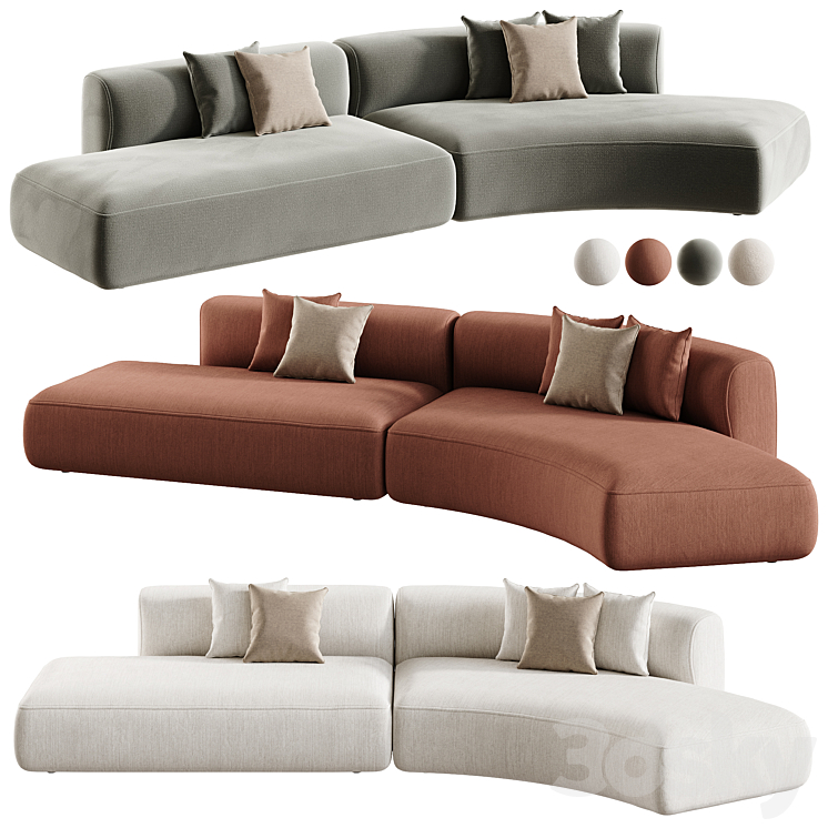 Cozy Curve sofa 03 - Sofa - 3D model