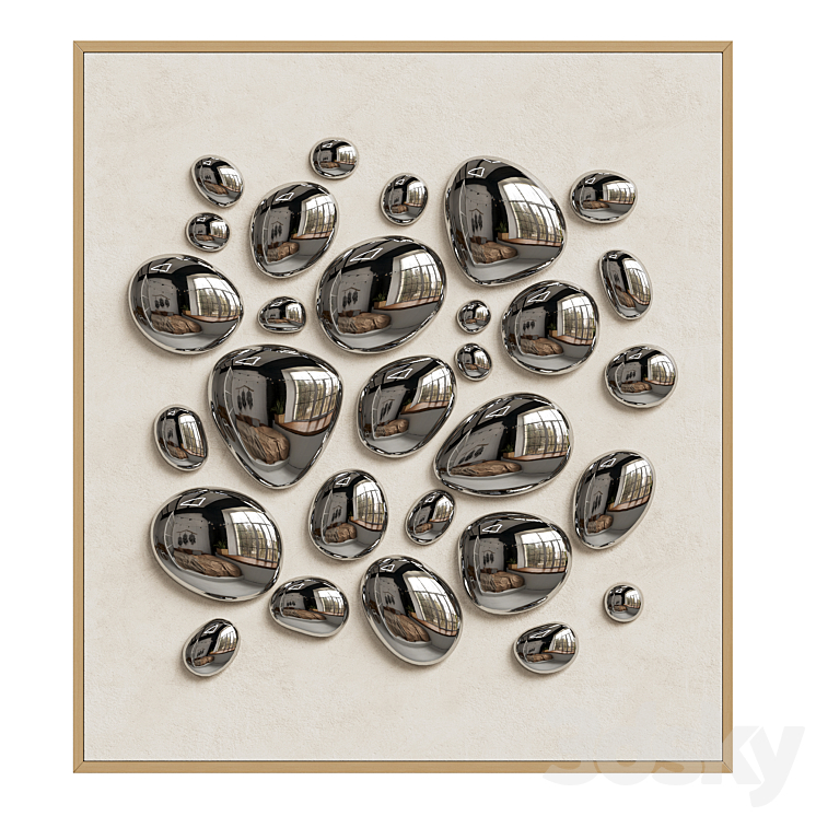 Chrome Bubble Wall Decor 07 - Other decorative objects - 3D model