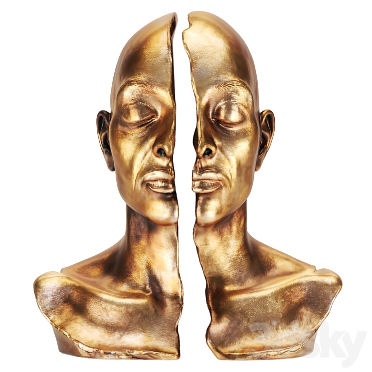 Broken Identity - Abstract Split Face Sculpture - Sculpture - 3D model