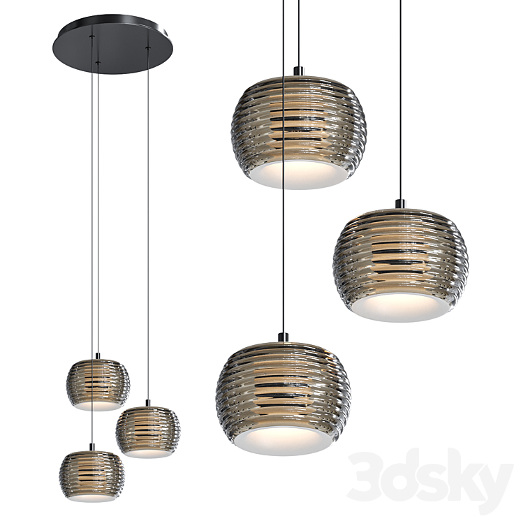 ELISER pendant light with 3 shades - Pendant light - 3D model