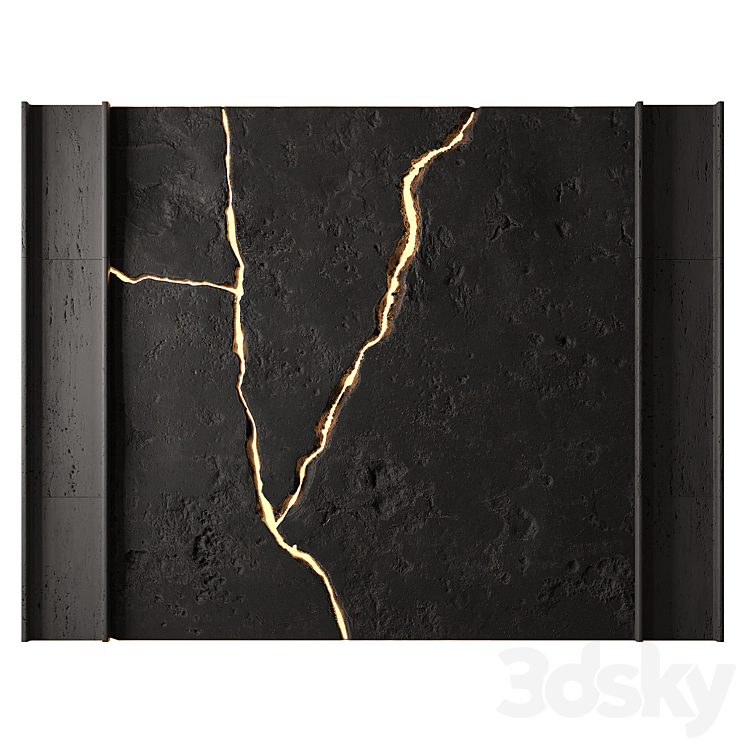 Black Magma Rock - Wall Panel 18 - Other decorative objects - 3D model