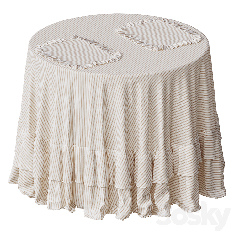 Tablecloth with ruffles NG8 - Table - 3D model