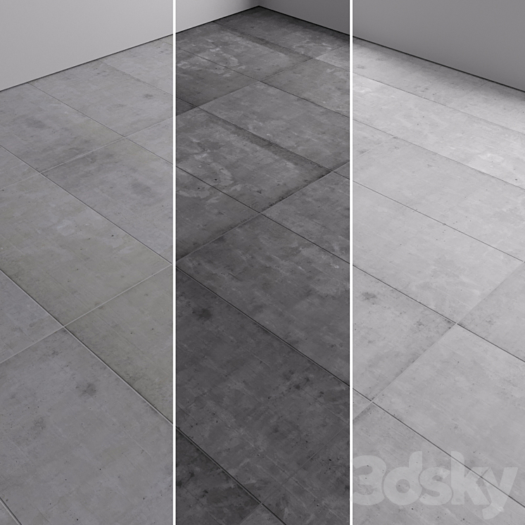 Concrete Tile V2 in 3 Variations | 4K | PBR - Tile - 3D model