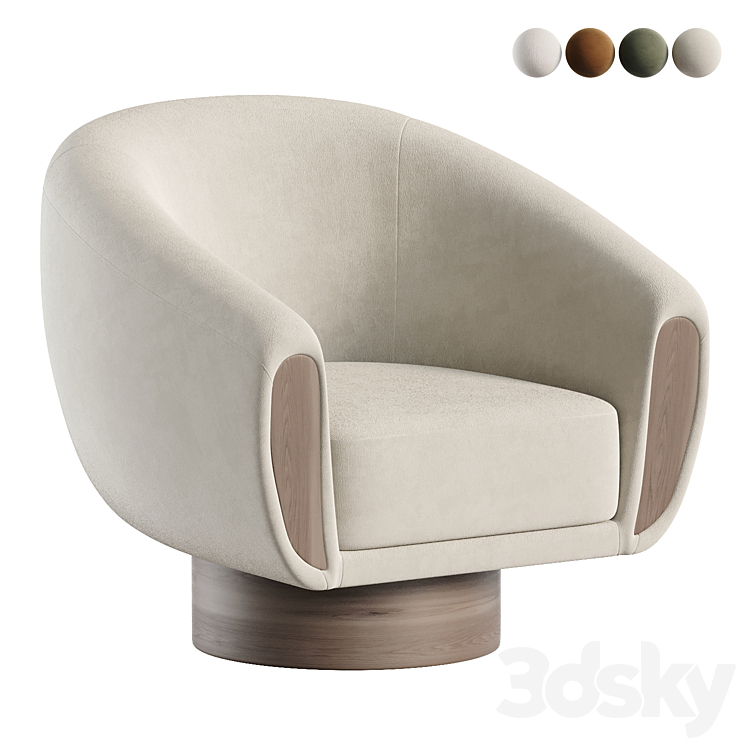 Draper Swivel Armchair - Eden Ecru - Arm chair - 3D model
