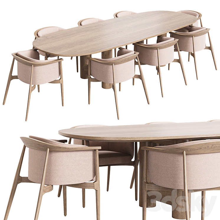 Arya K Chair and Onis Dining Table - Table + Chair - 3D model