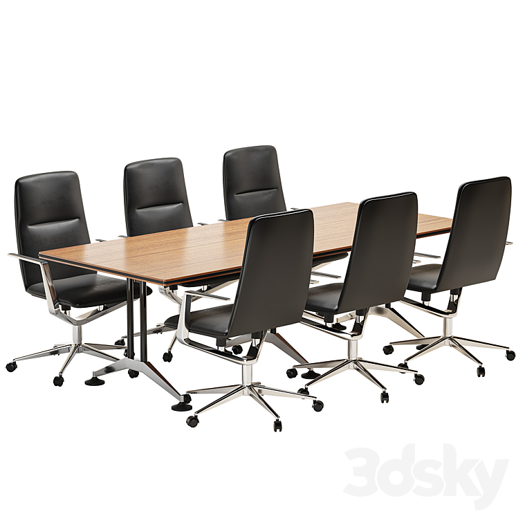 Office chair Sola and Wilkhahn Logon table - Office furniture - 3D model