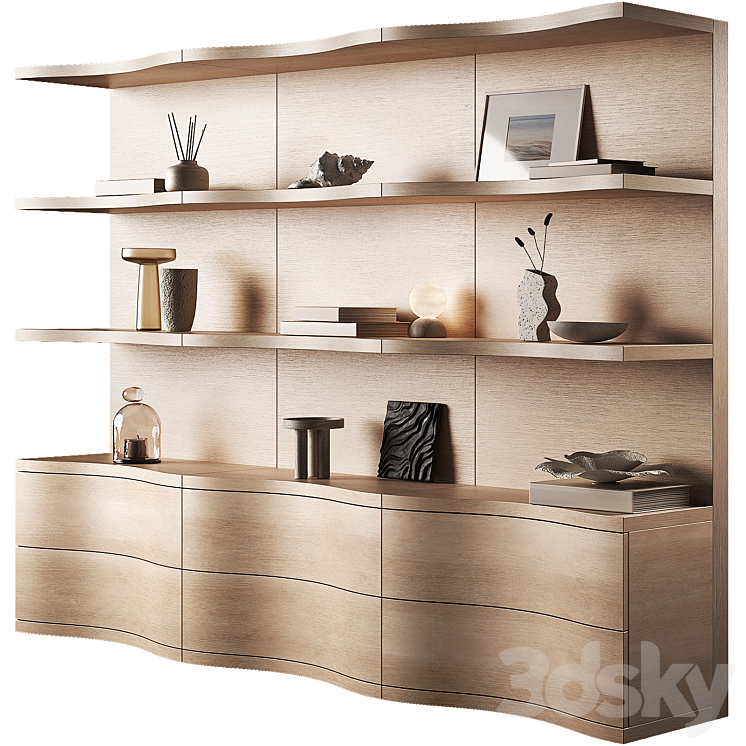 Coast Whitewashed Open Storage Bookcase. Wavy shelving with decor ...