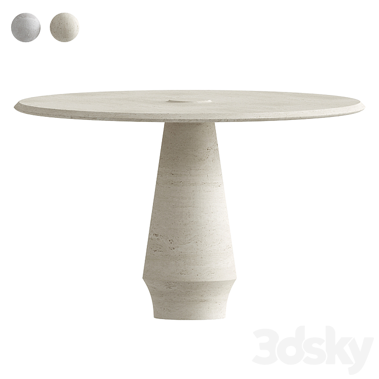 Stilo Round Classic Travertine Dining Table - Table - 3D model