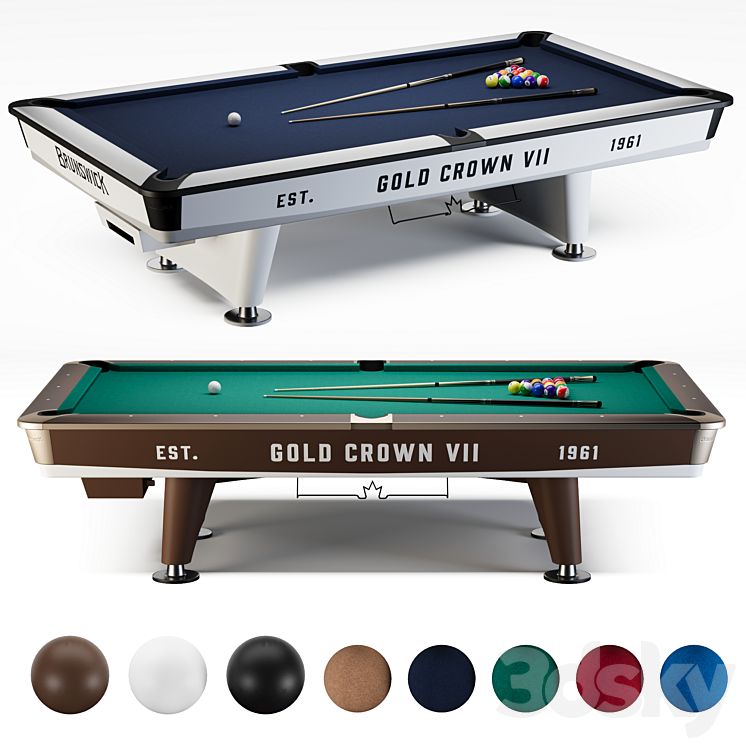 Gold Crown VII 9ft_PBR - Billiards - 3D model