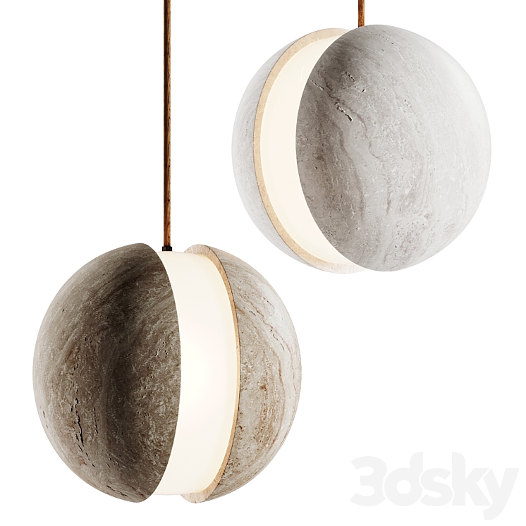 Traditional Japanese Yellow Travertine Pendant Lamp - Pendant light ...