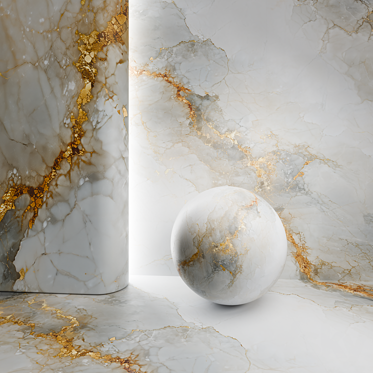 Ivory Marble with Soft Gold Veins AI Texture - Stone - 3D model