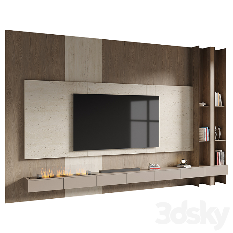 TV Wall set Shelf Wall Panel Decor - TV Wall - 3D model