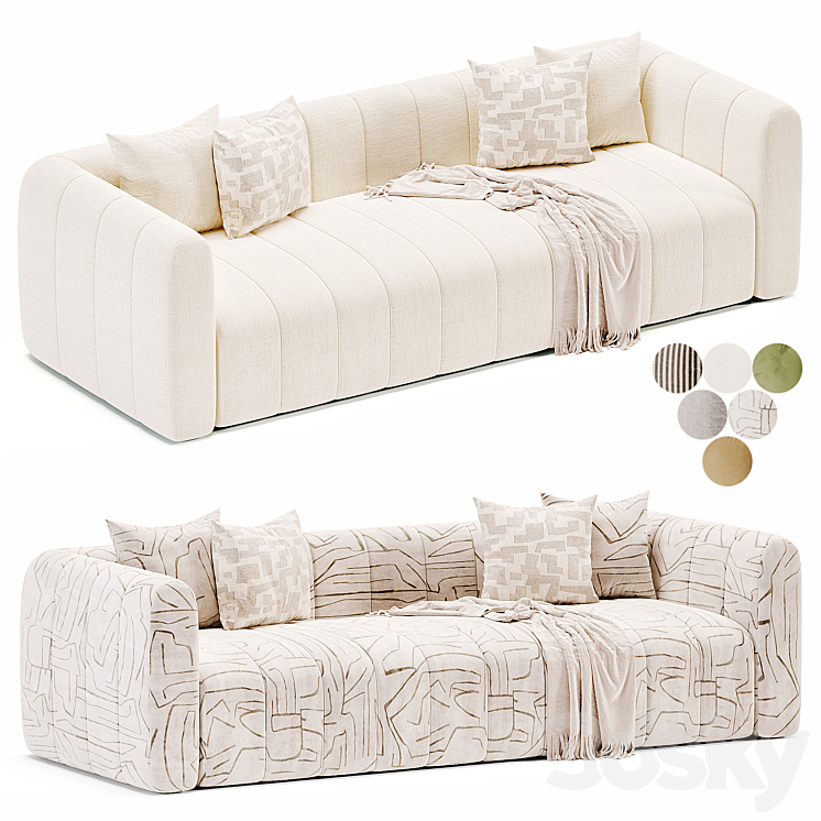 Modern Velvet Upholstered Sofa 3-Seater Sofa Luxury Sofa - Sofa - 3D model