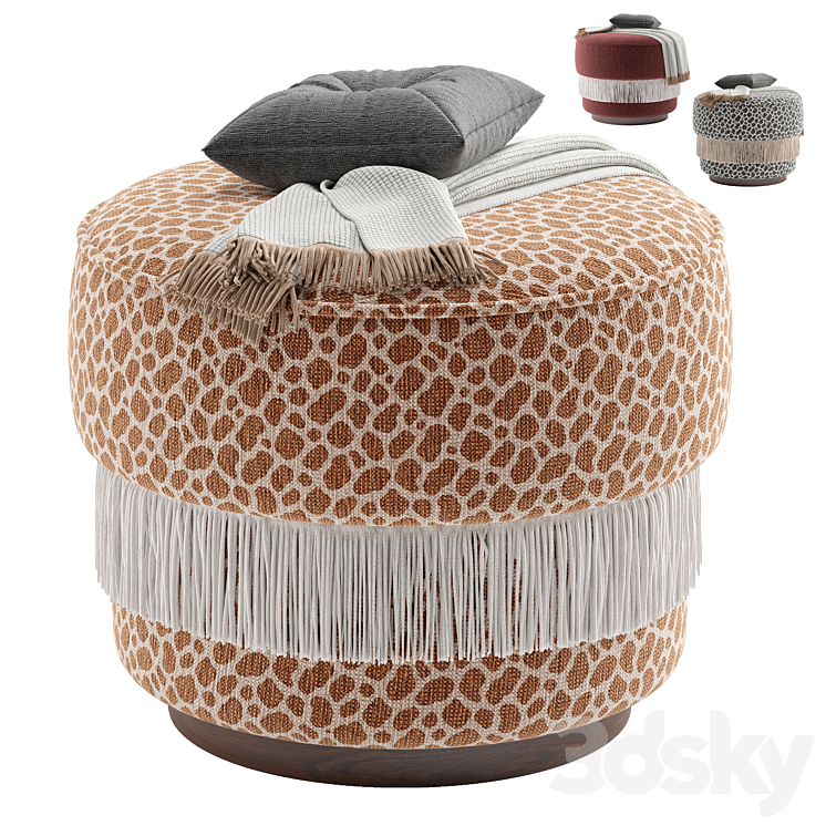 Clovi Paris round fabric pouf - Other soft seating - 3D model