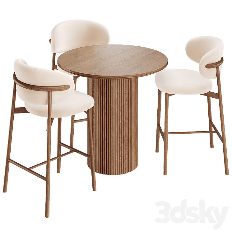 Dining table Rolf and Bar stool Zoya - Table + Chair - 3D model
