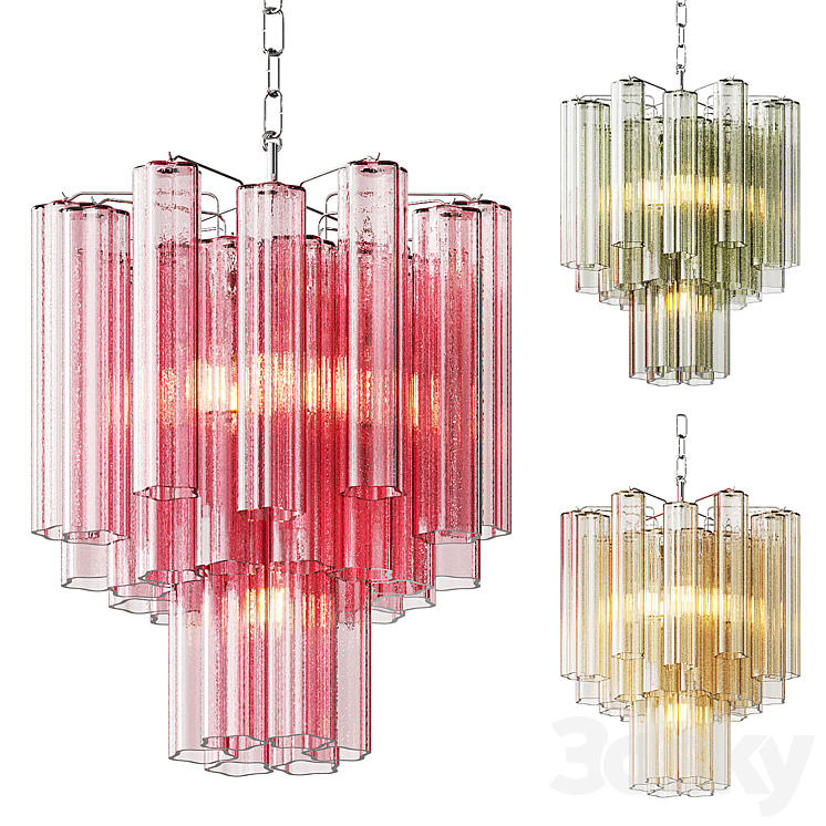 Fantastic Amber Murano glass chandelier - Pendant light - 3D model